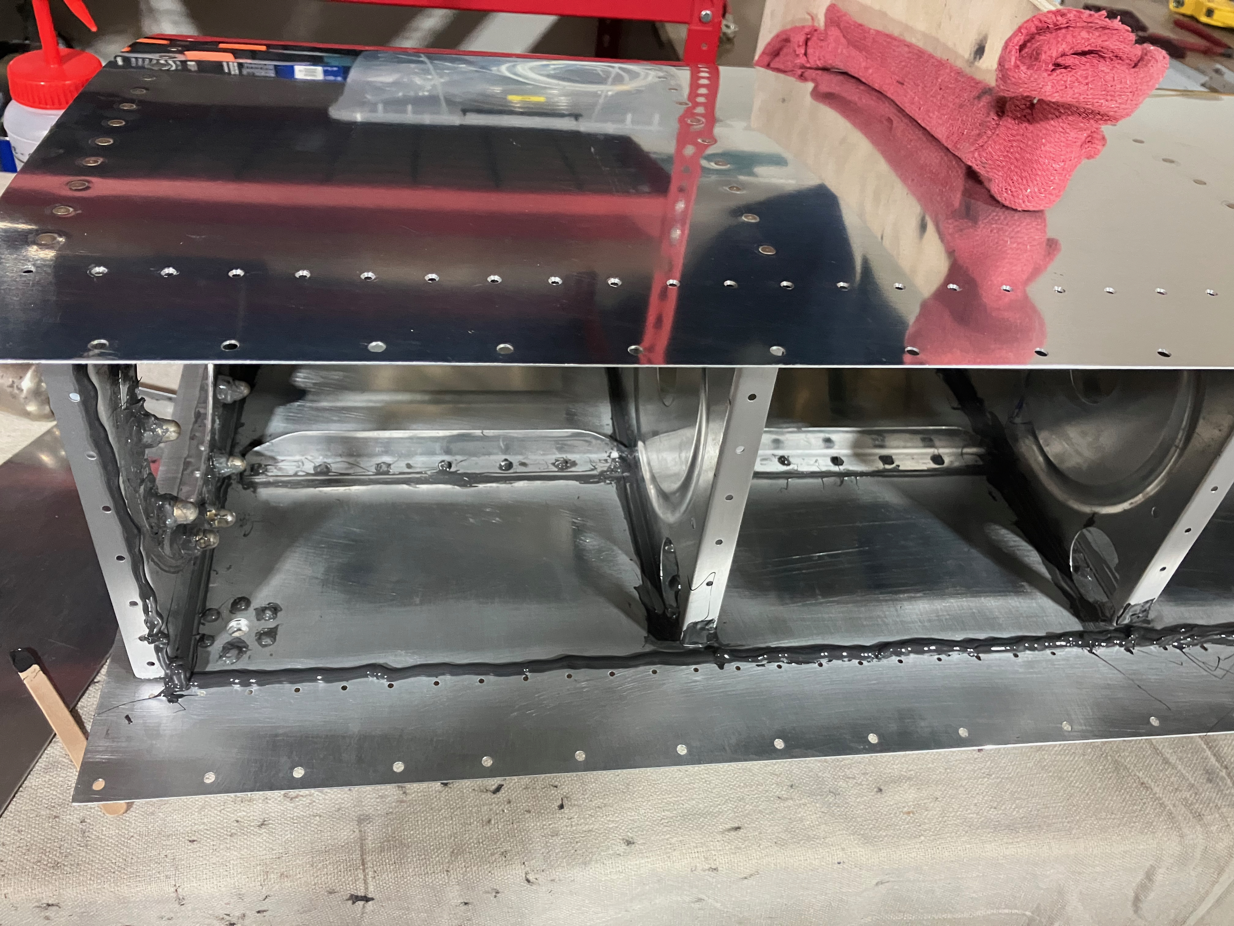 Installing the rear baffle.